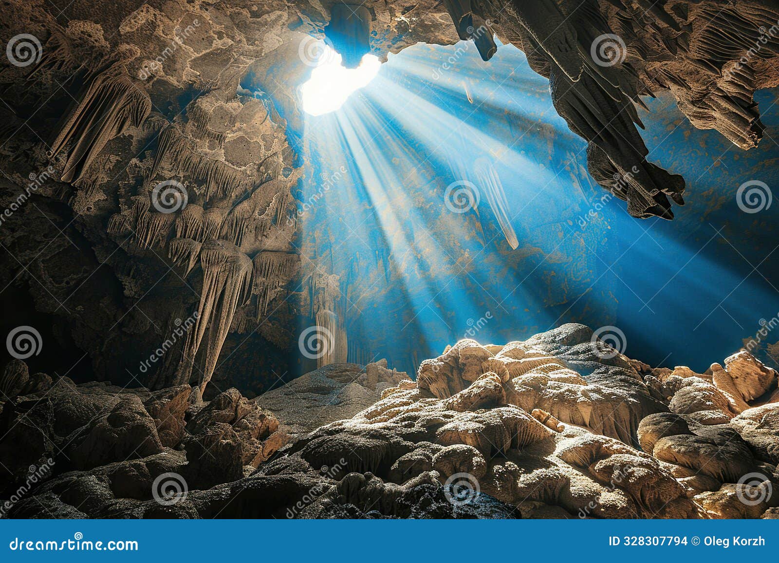 Generative Ai on Theme of a Large Beautiful Sharp Stalactites Hanging ...