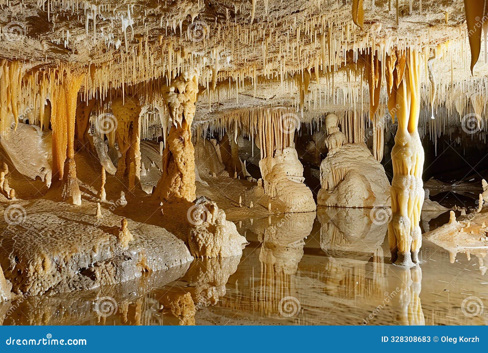 Generative Ai on Theme of a Large Beautiful Sharp Stalactites Hanging ...