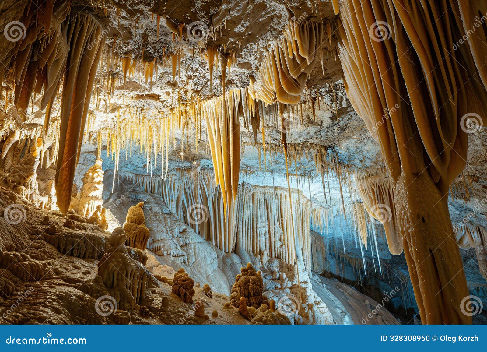Generative Ai on Theme of a Large Beautiful Sharp Stalactites Hanging ...