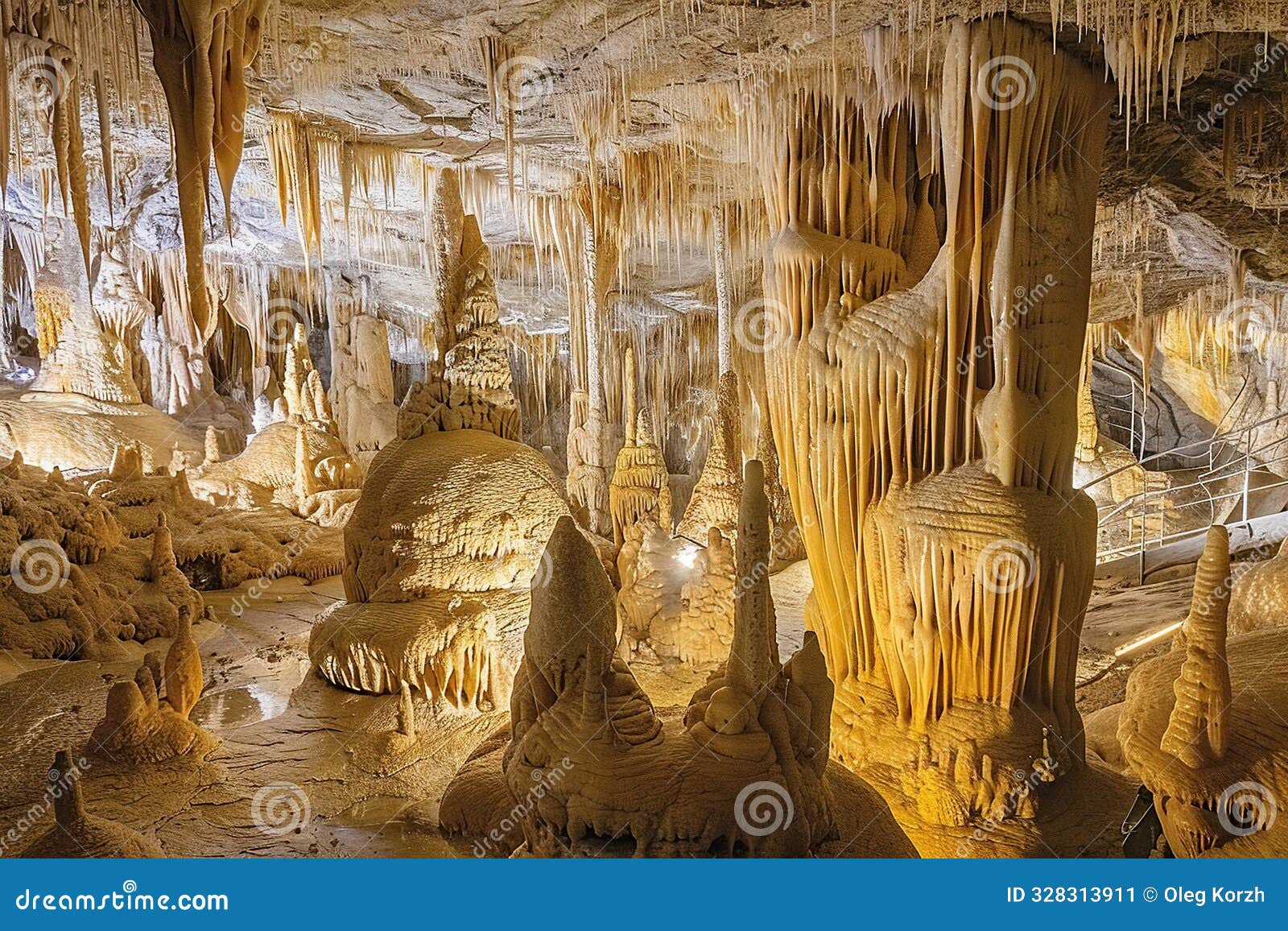 Generative Ai on Theme of a Large Beautiful Sharp Stalactites Hanging ...