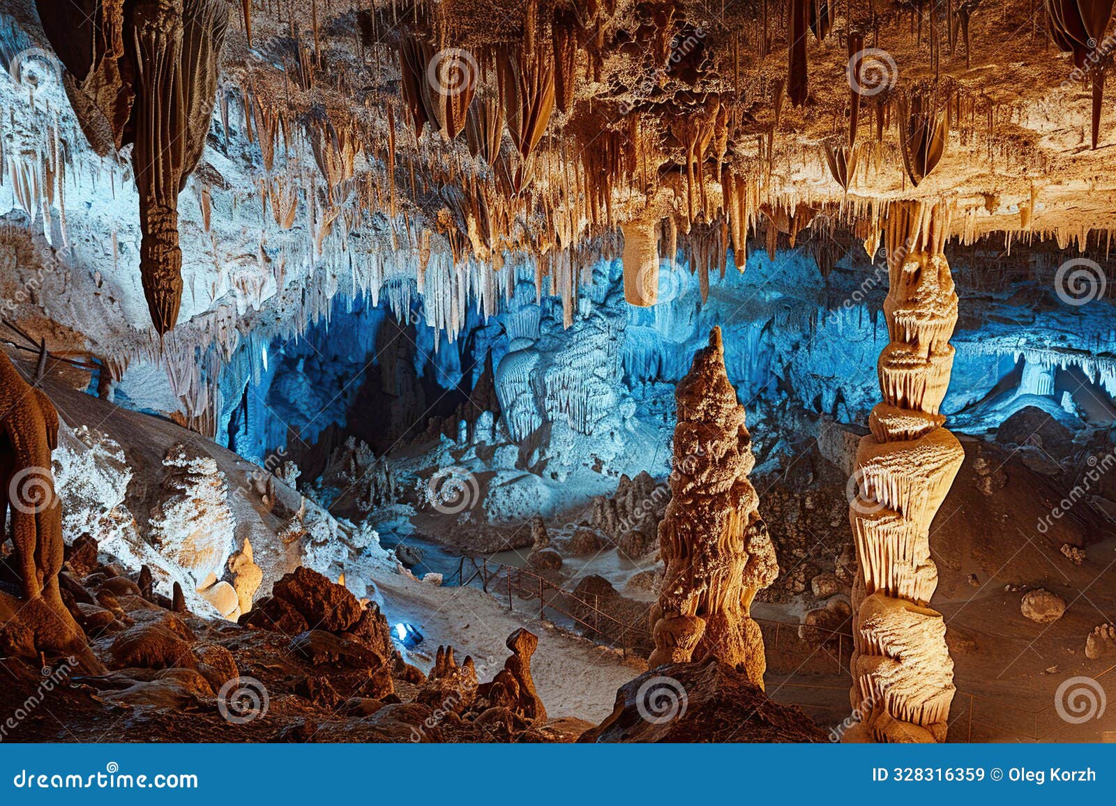 Generative Ai on Theme of a Large Beautiful Sharp Stalactites Hanging ...
