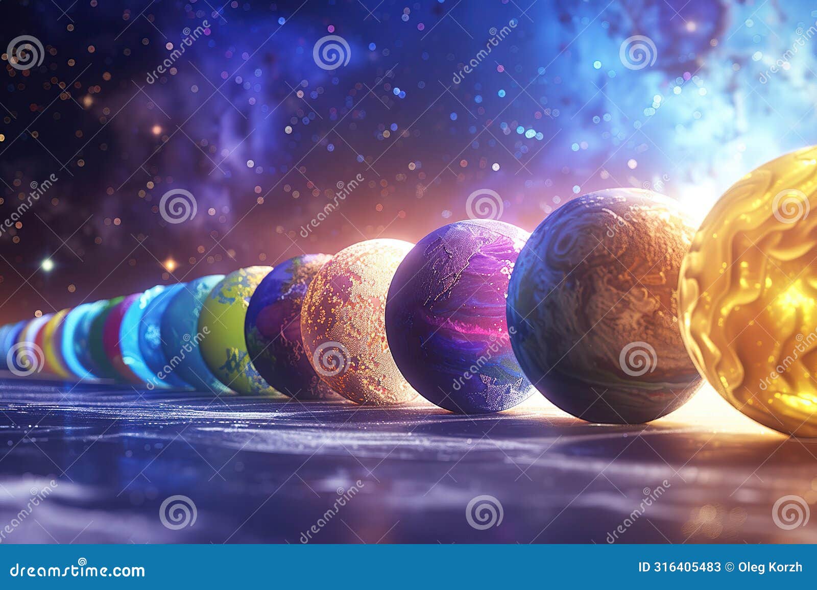 Generative Ai on Theme of Parade of Planets in Solar System, Bright ...