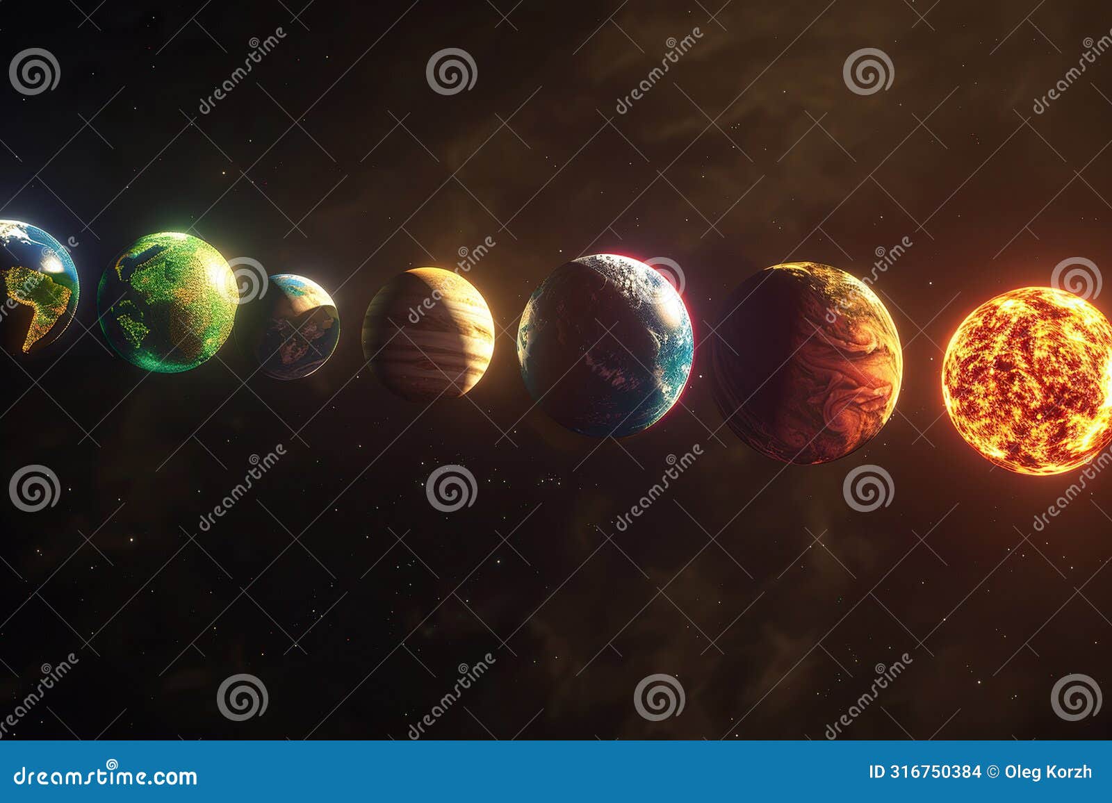 Generative Ai on Theme of Parade of Planets in Solar System, Bright ...