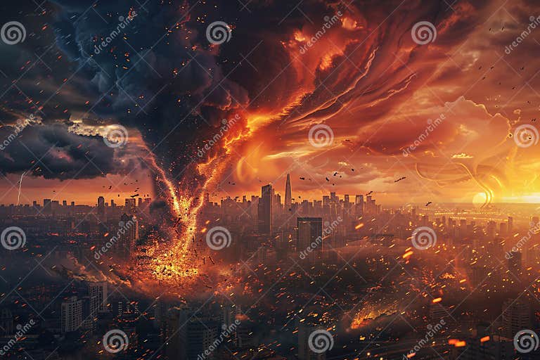 Generative Ai on Theme of Scary Huge Hurricane Fire Tornado ...