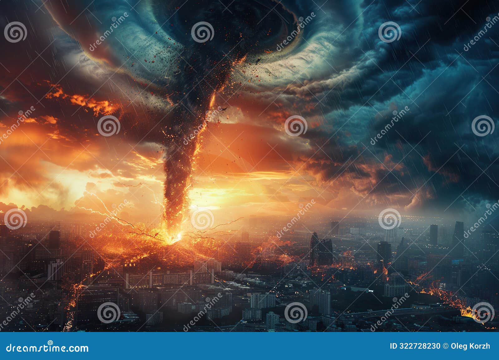 Generative Ai on Theme of Scary Huge Hurricane Fire Tornado ...