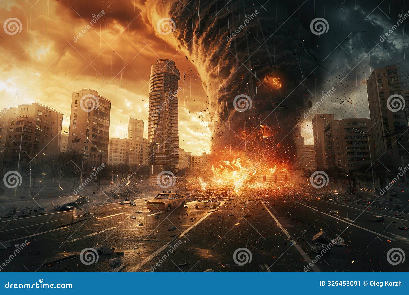 Generative Ai on Theme of Scary Huge Hurricane Fire Tornado ...