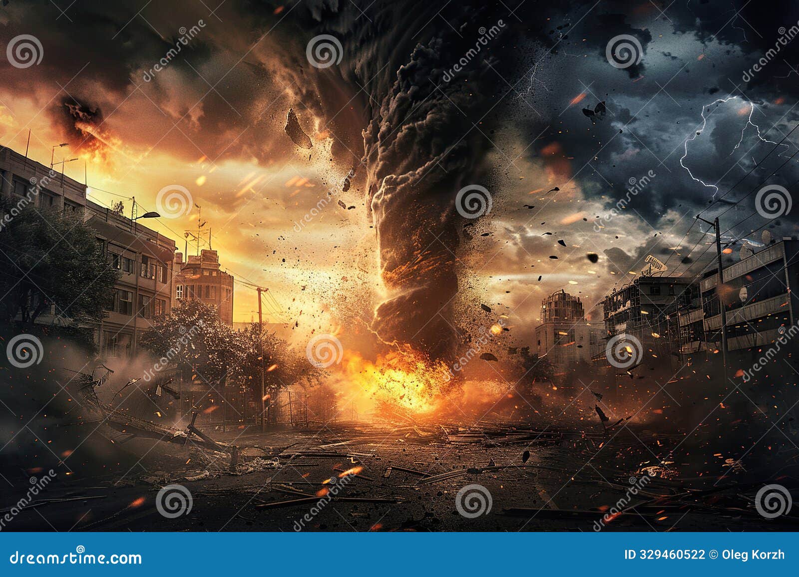 Generative Ai on Theme of Scary Huge Hurricane Fire Tornado ...