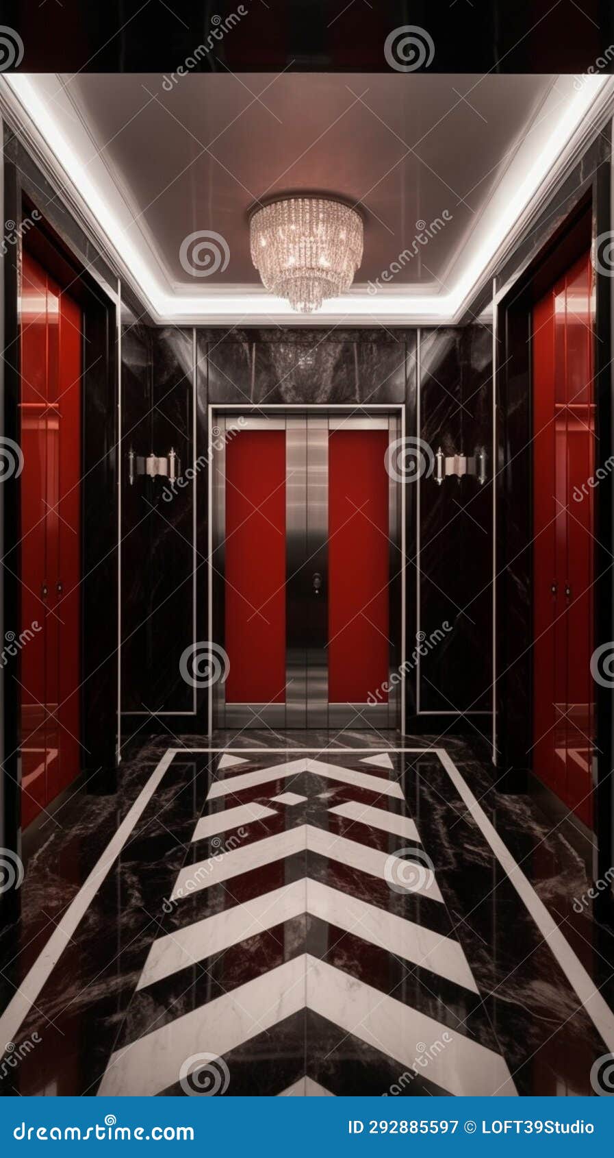 Three_elevators_in_hotel_lobby_1695521496916_1 Stock Illustration ...