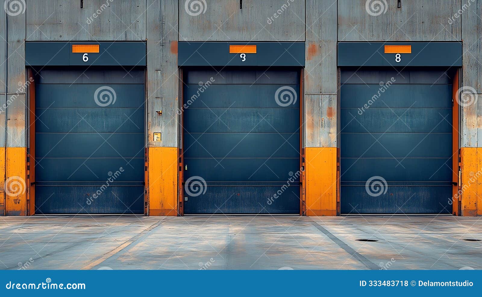 Generative AI Three Loading Doors of an Industrial Warehouse Business ...