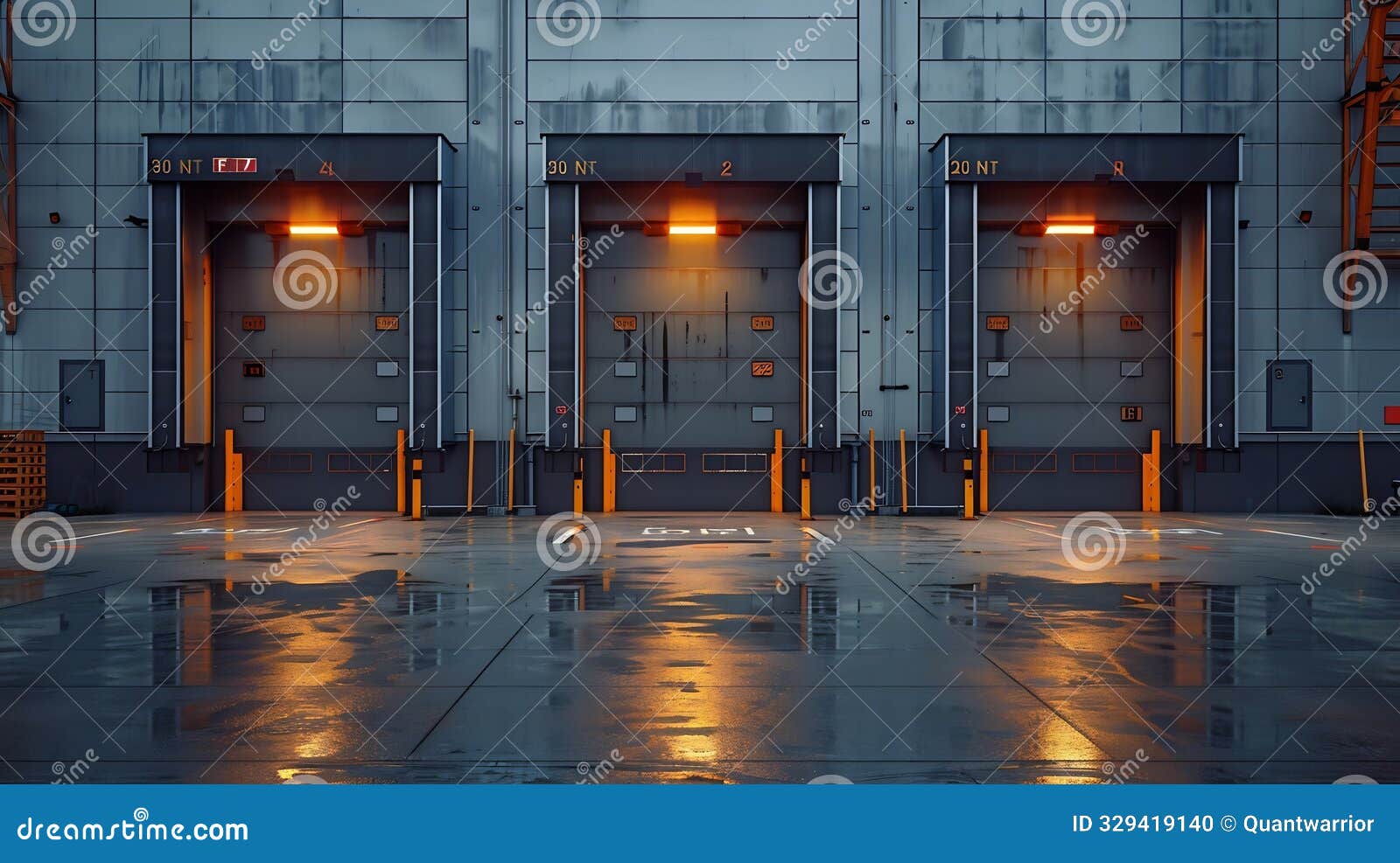 Generative AI Three Loading Doors of an Industrial Warehouse Business ...