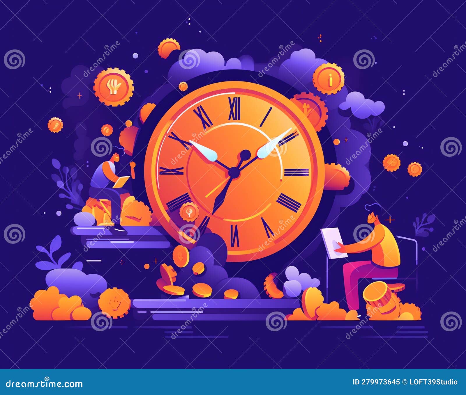 Generative AI Time Management Concept- Stock Illustration ...