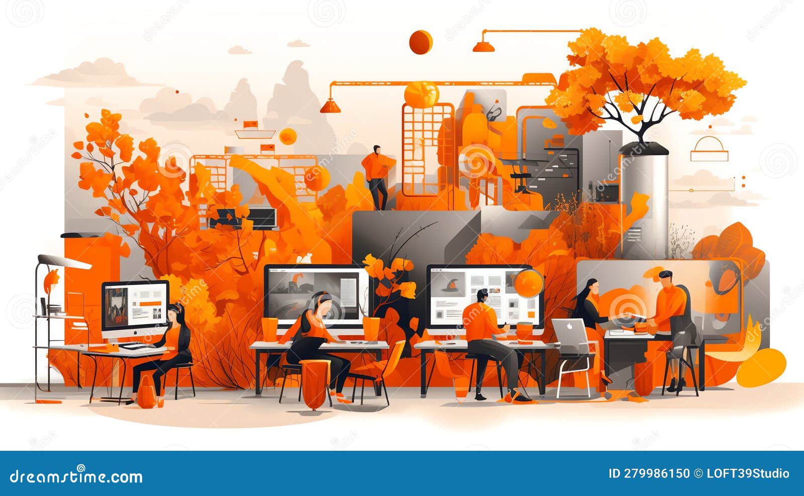 Generative AI Tiny Characters at Huge- Stock Illustration ...