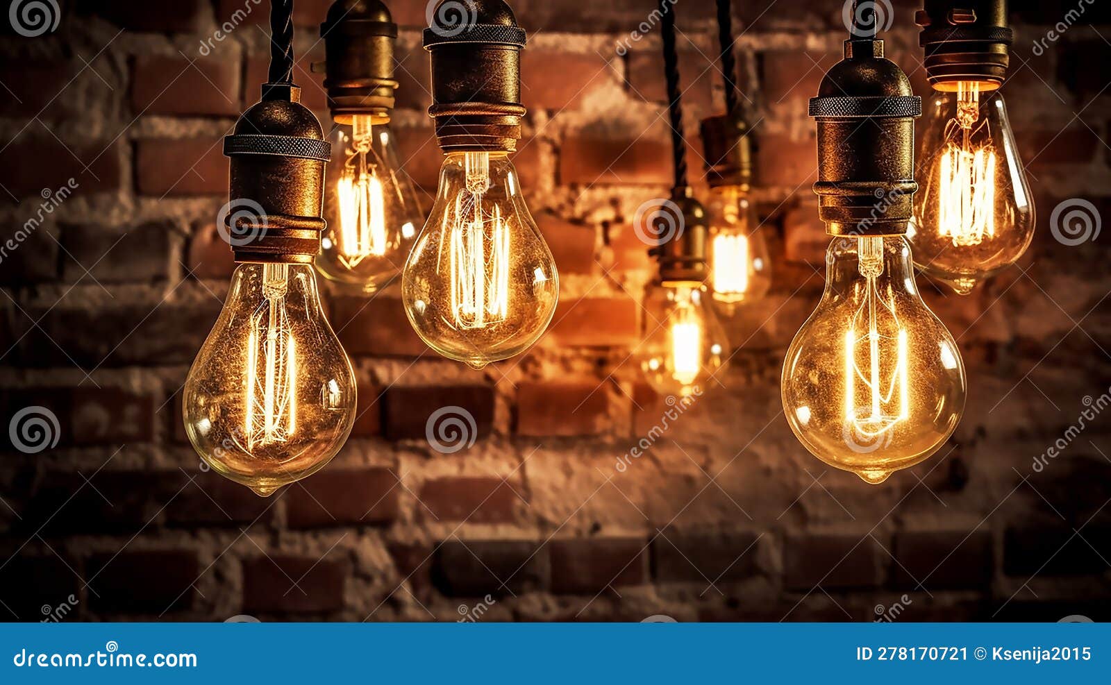Generative Ai Tools, Antique Edison Style Light Bulbs on Brick Wall ...