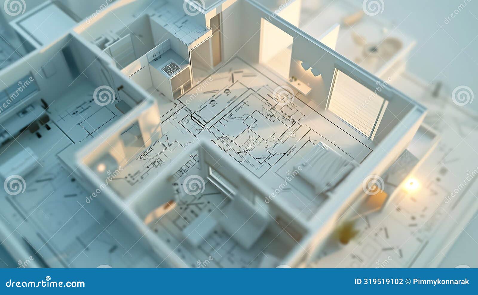 Generative AI Top View of Architectural Design Project of New Modern ...