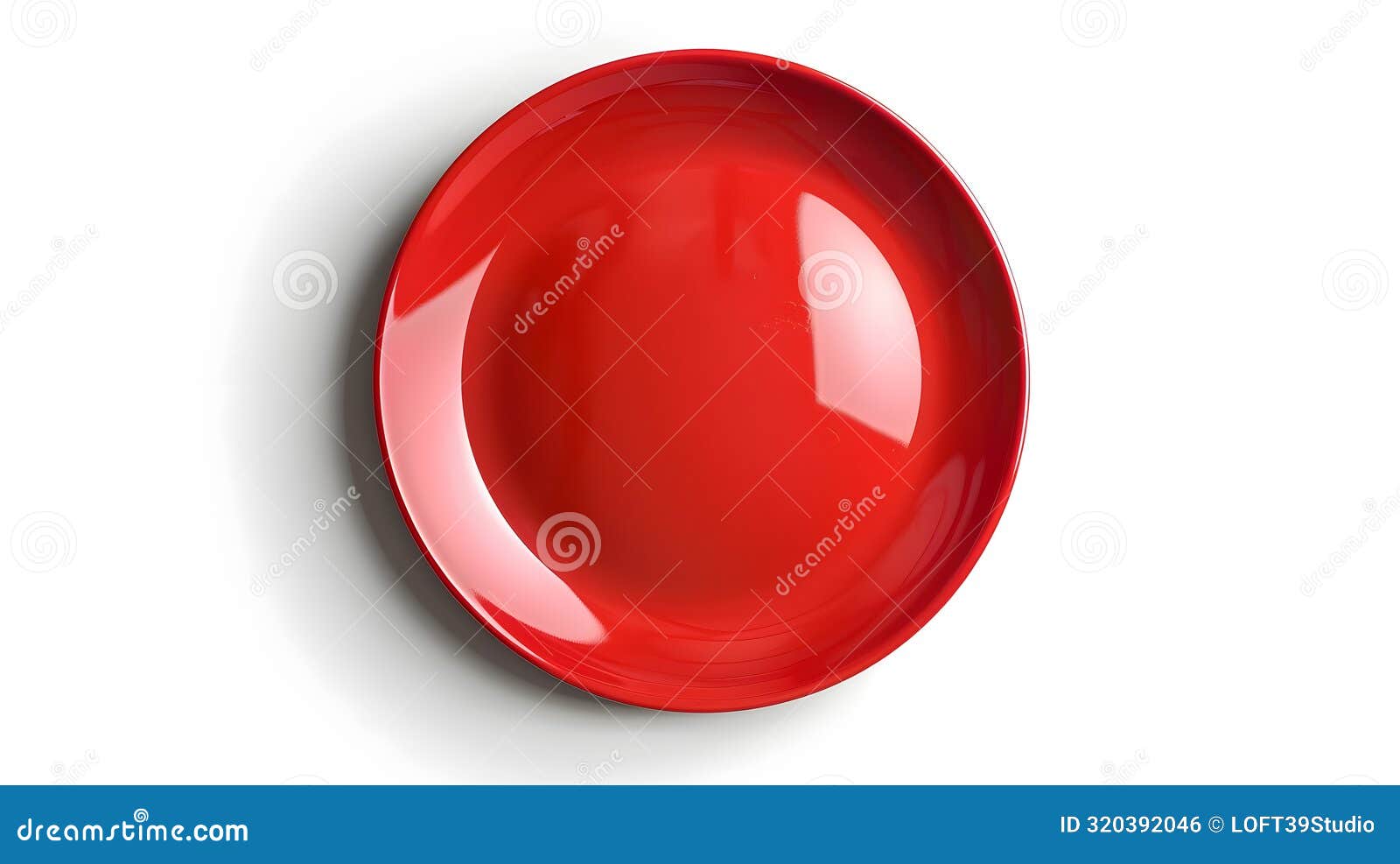 Generative AI Top View Empty Blank Ceramic Round Red Plate on White ...