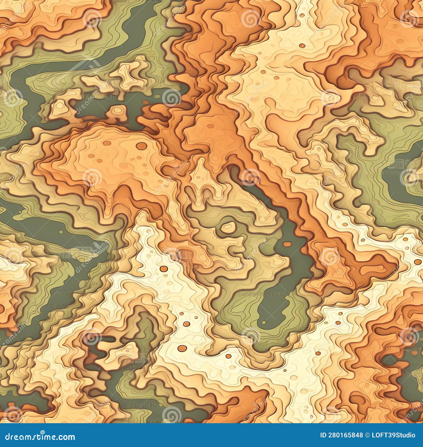 Generative AI Topographic Map Seamless Pattern- Stock Illustration ...