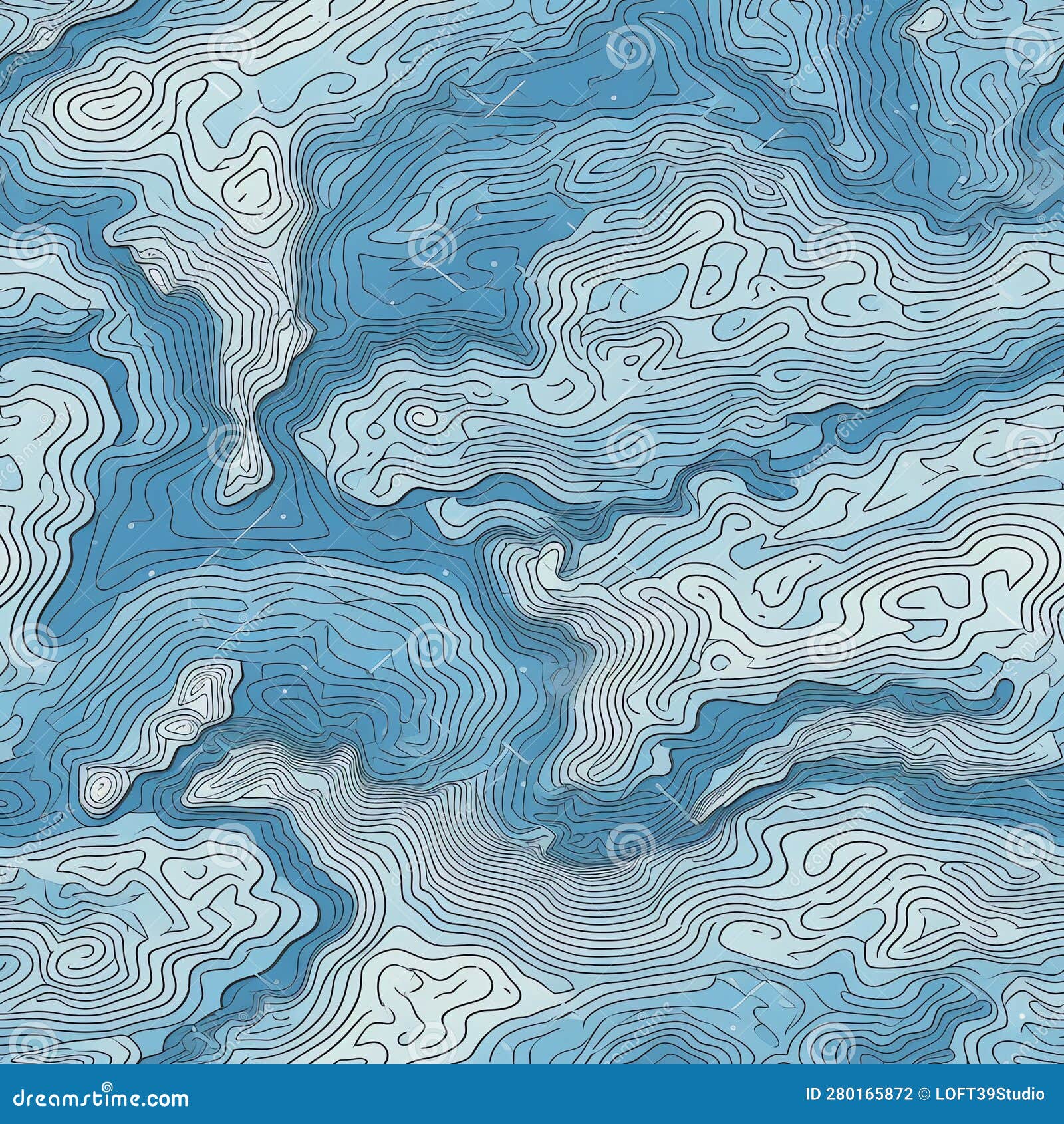 Generative AI Topographic Map Seamless Pattern- Stock Illustration ...