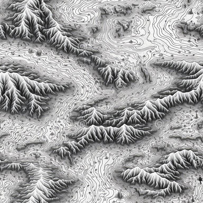 Generative AI Topographic Map Seamless Pattern- Stock Illustration ...