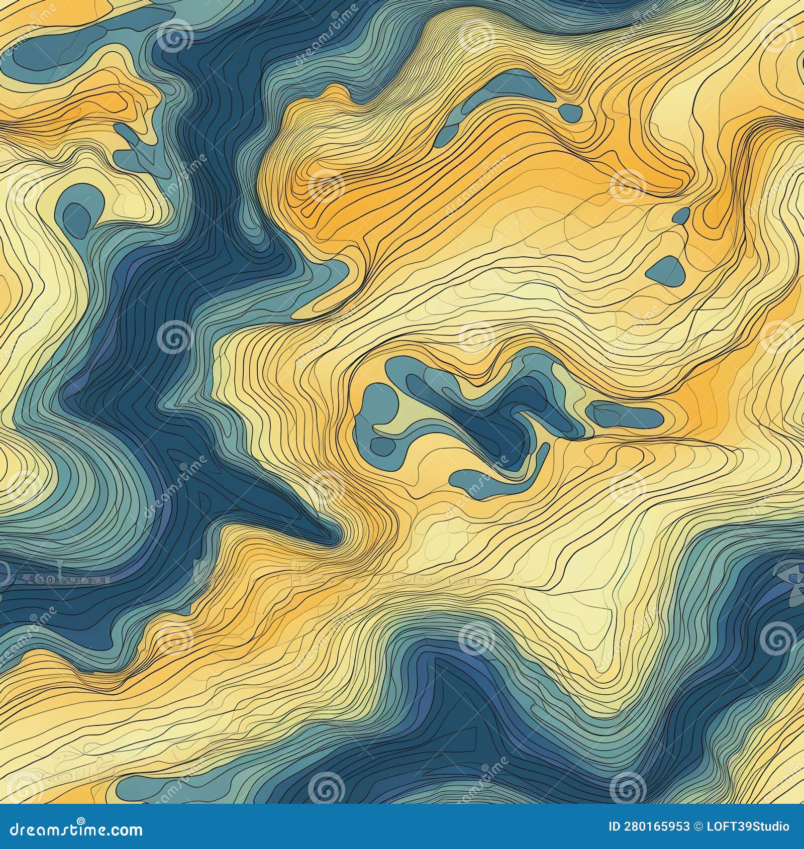 Generative AI Topographic Map Seamless Pattern- Royalty-Free Stock ...