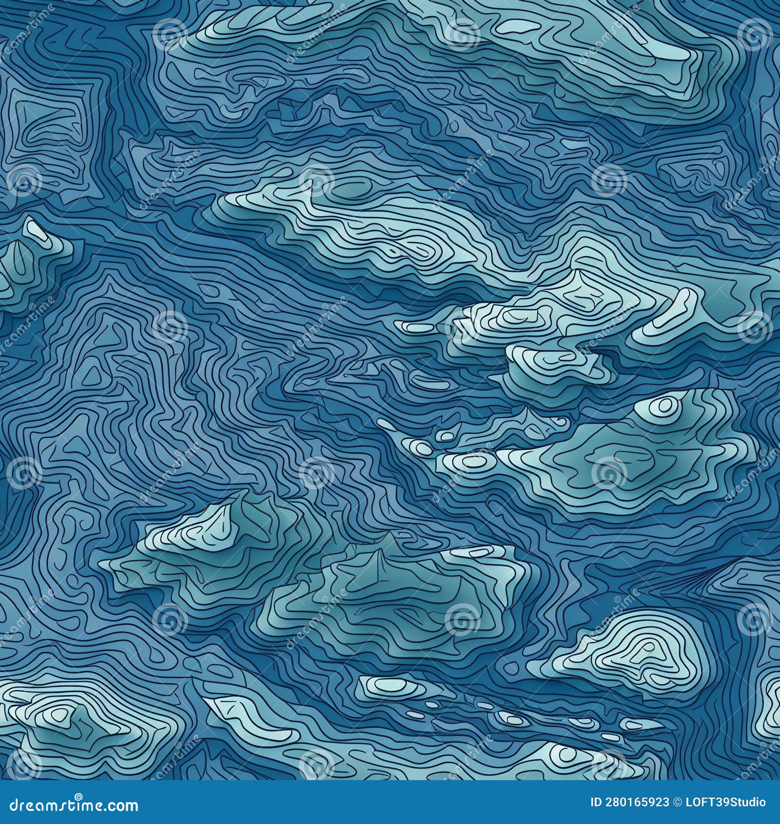 Generative AI Topographic Map Seamless Pattern- Stock Illustration ...