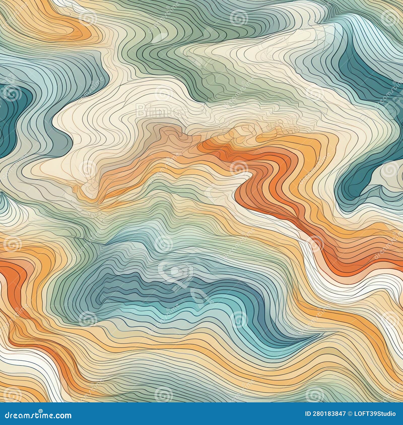 Generative AI Topographic Map Seamless Pattern- Stock Photo ...