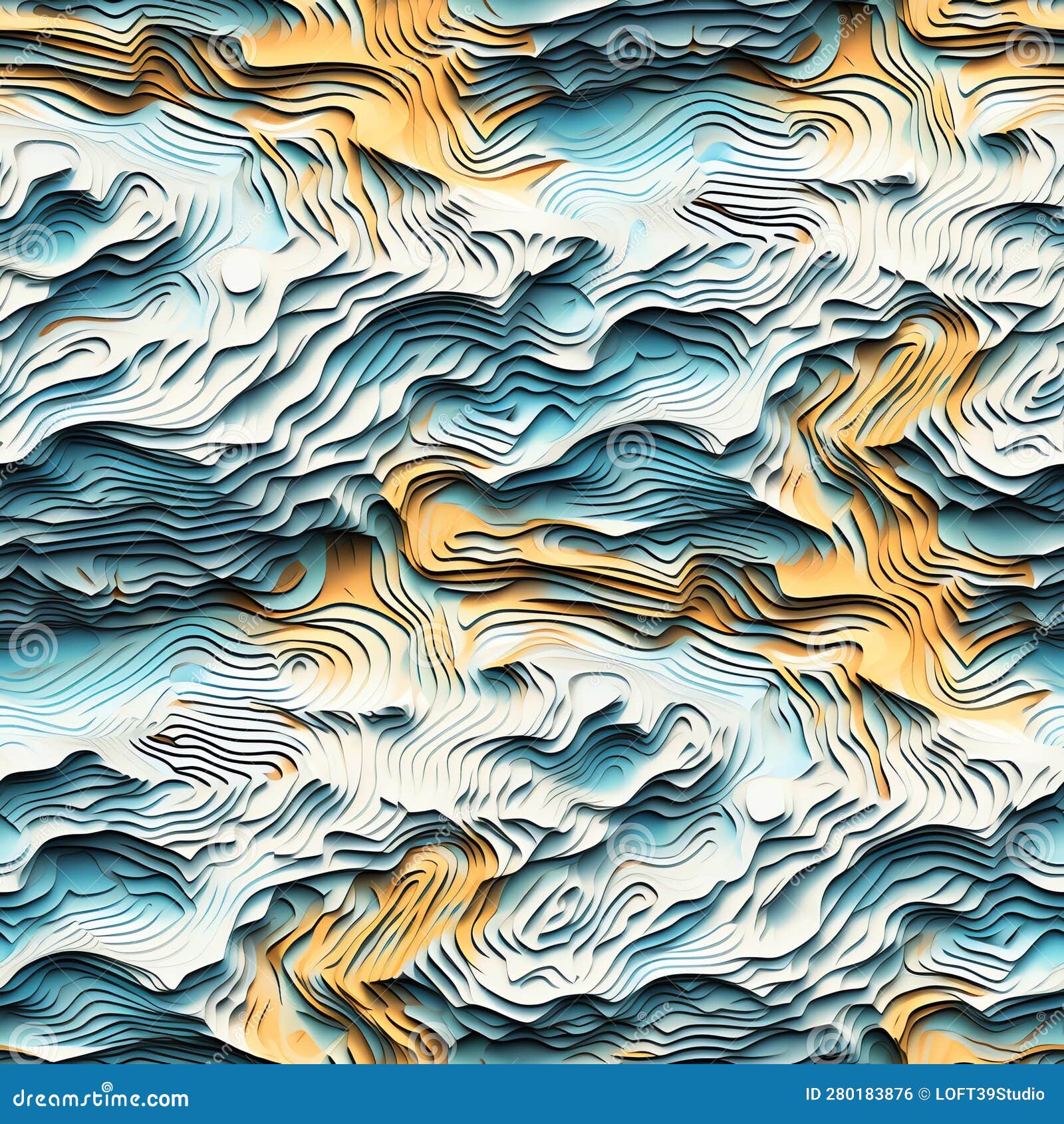 Generative AI Topographic Map Seamless Pattern- Stock Illustration ...