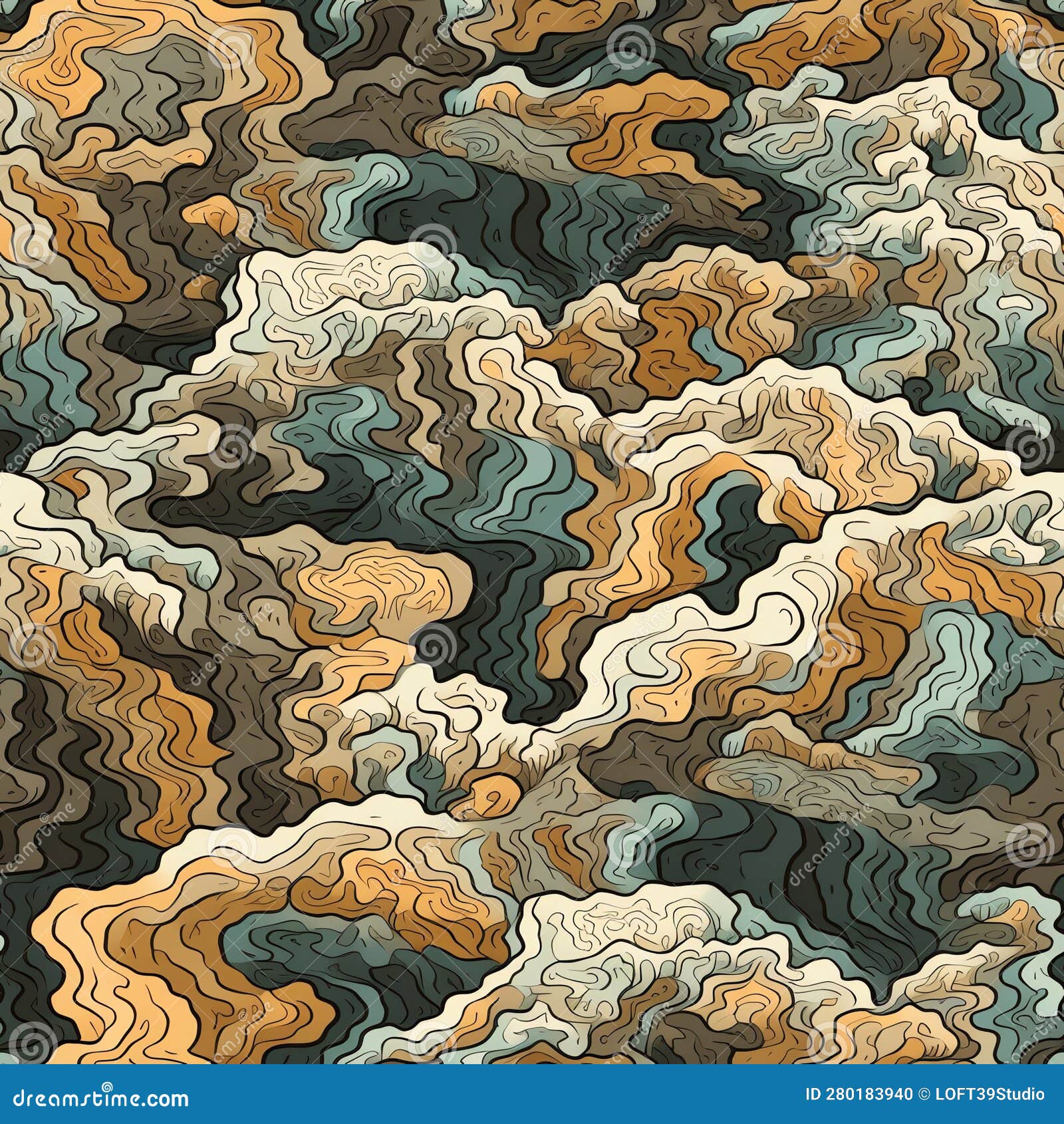 Generative AI Topographic Map Seamless Pattern- Royalty-Free Stock ...