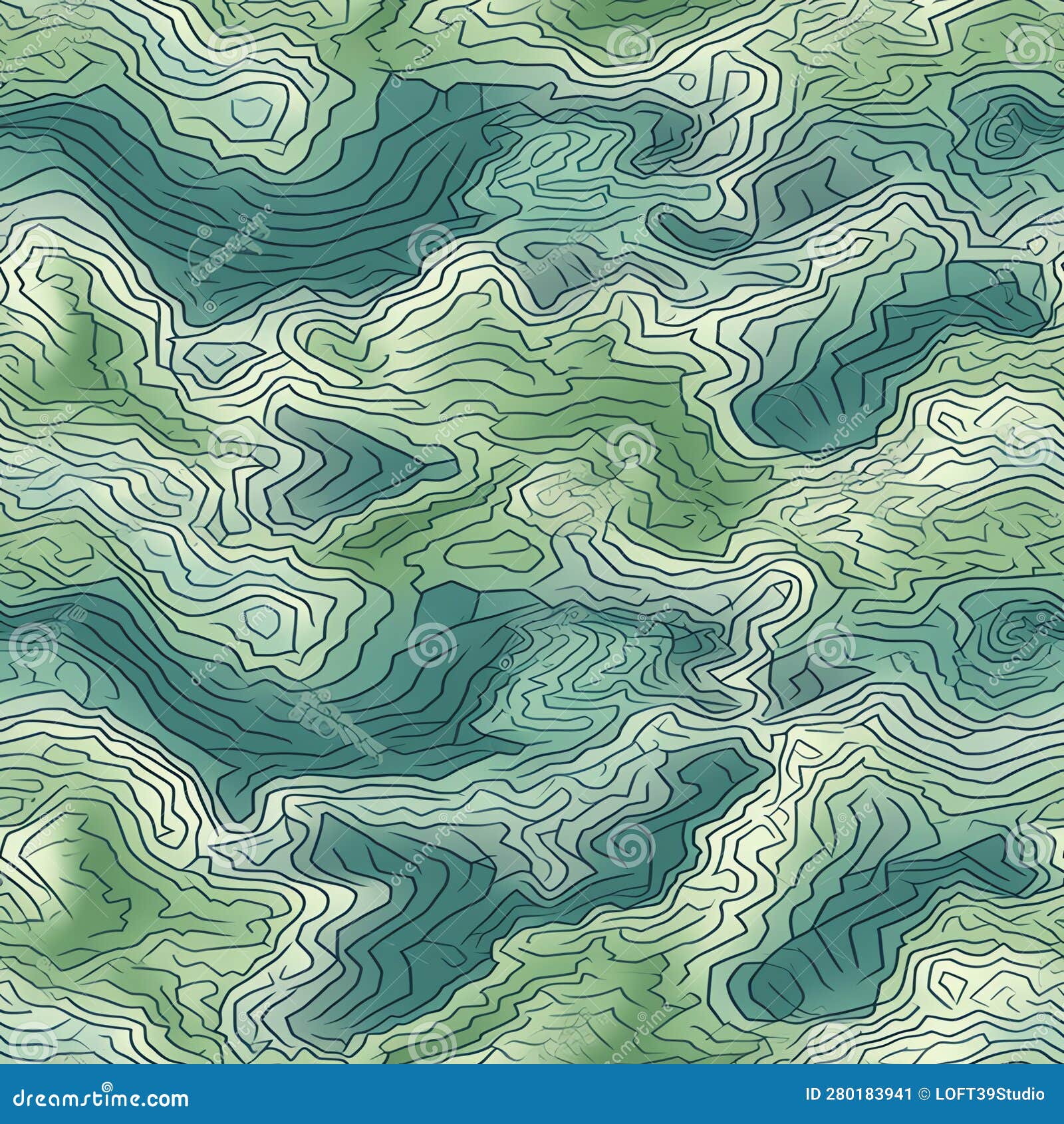 Generative AI Topographic Map Seamless Pattern- Stock Illustration ...
