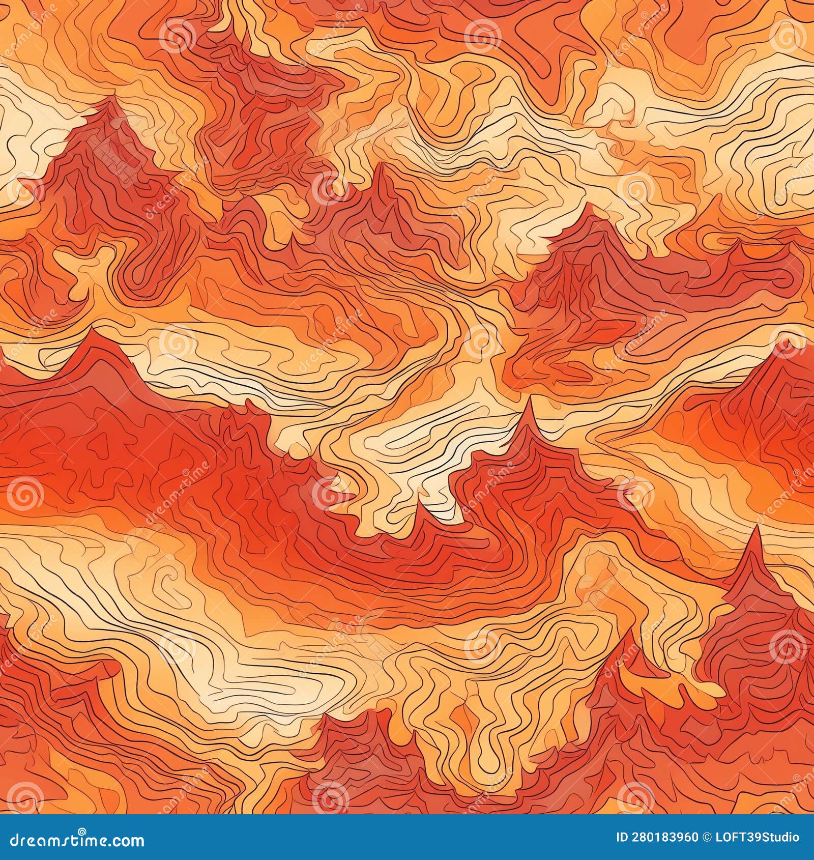 Generative AI Topographic Map Seamless Pattern- Stock Illustration ...
