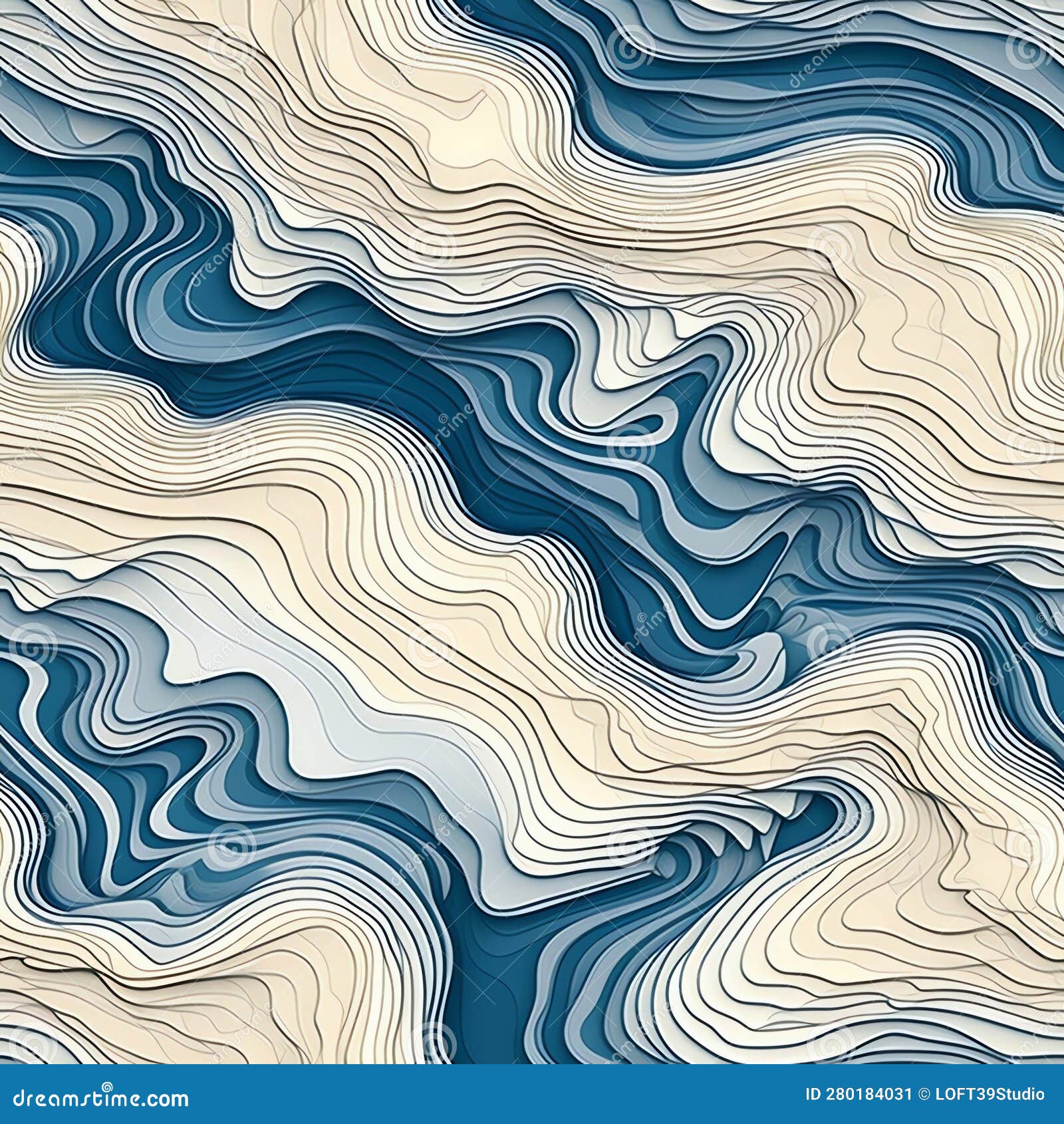 Generative AI Topographic Map Seamless Pattern- Stock Illustration ...