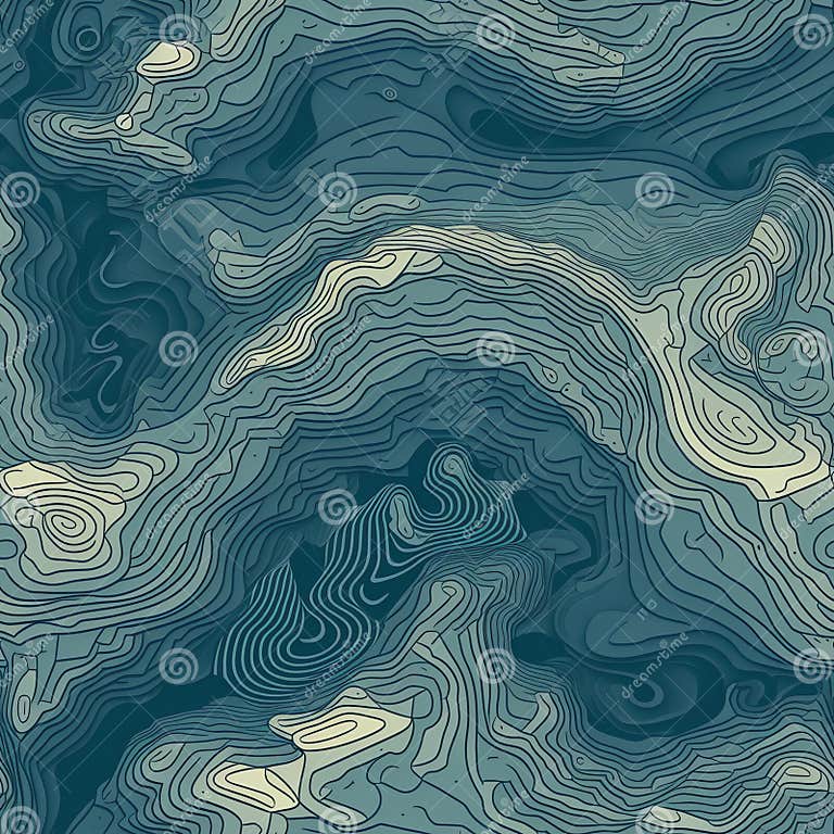 Generative AI Topographic Map Seamless Pattern- Stock Illustration ...