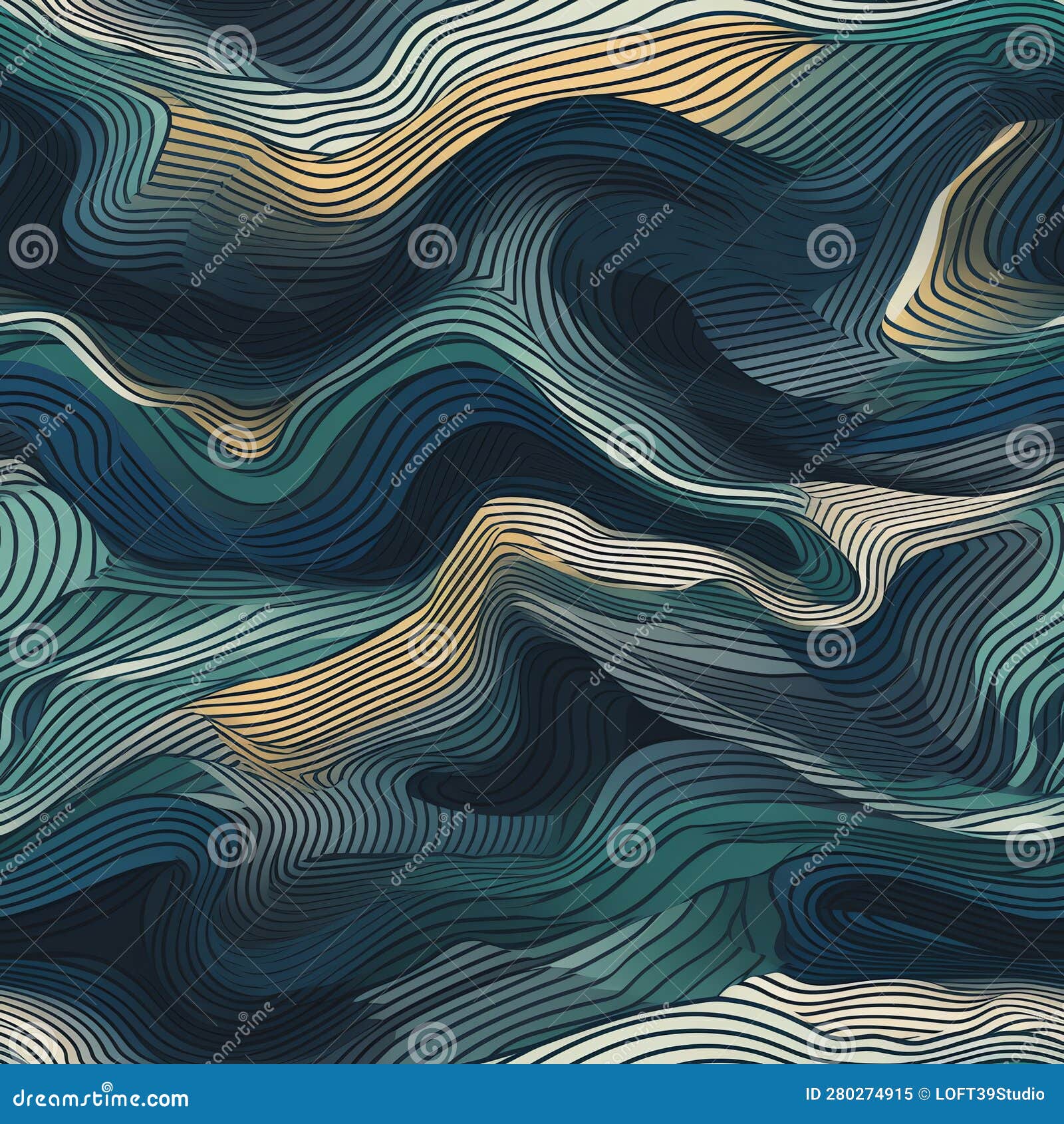 Generative AI Topographic Map Seamless Pattern- Stock Illustration ...