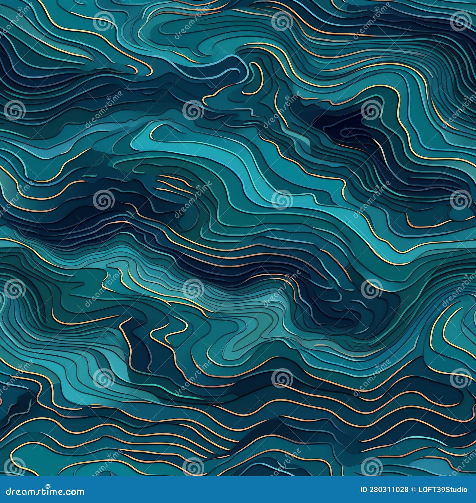 Generative AI Topographic Map Seamless Pattern- Stock Illustration ...