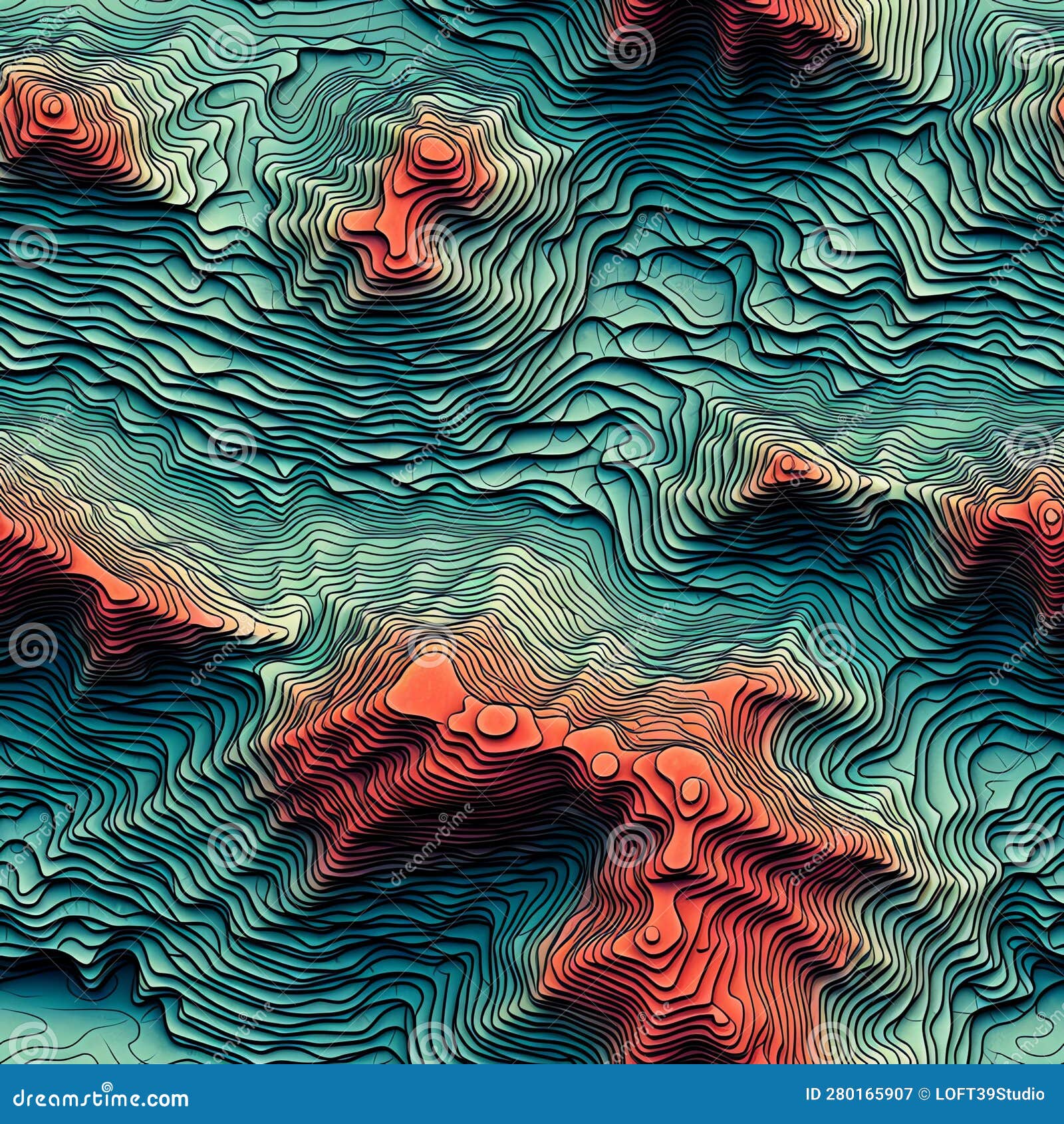 Generative AI Topographic Map Seamless Pattern- Royalty-Free Stock ...