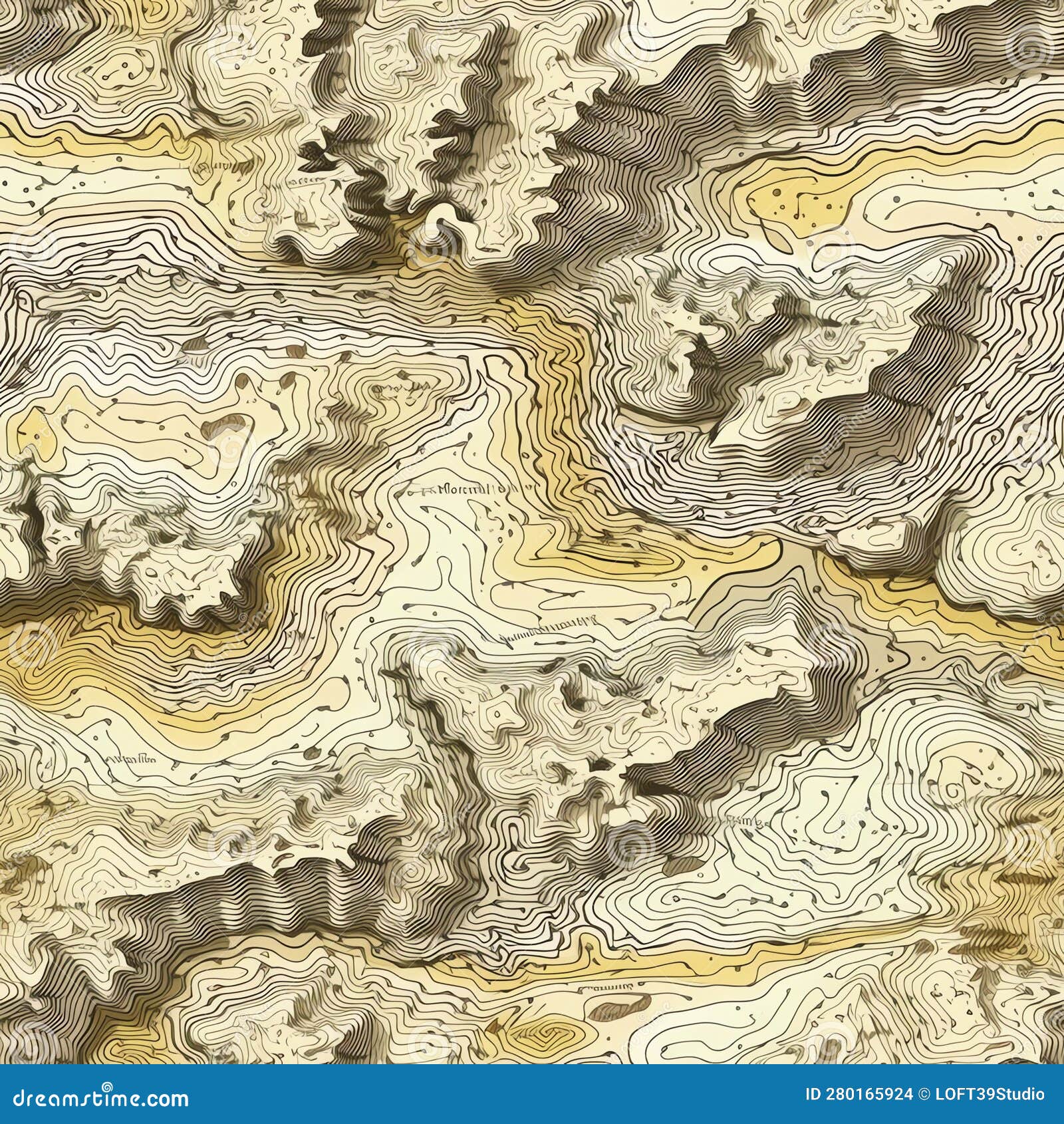 Generative AI Topographic Map Seamless Pattern- Stock Illustration ...