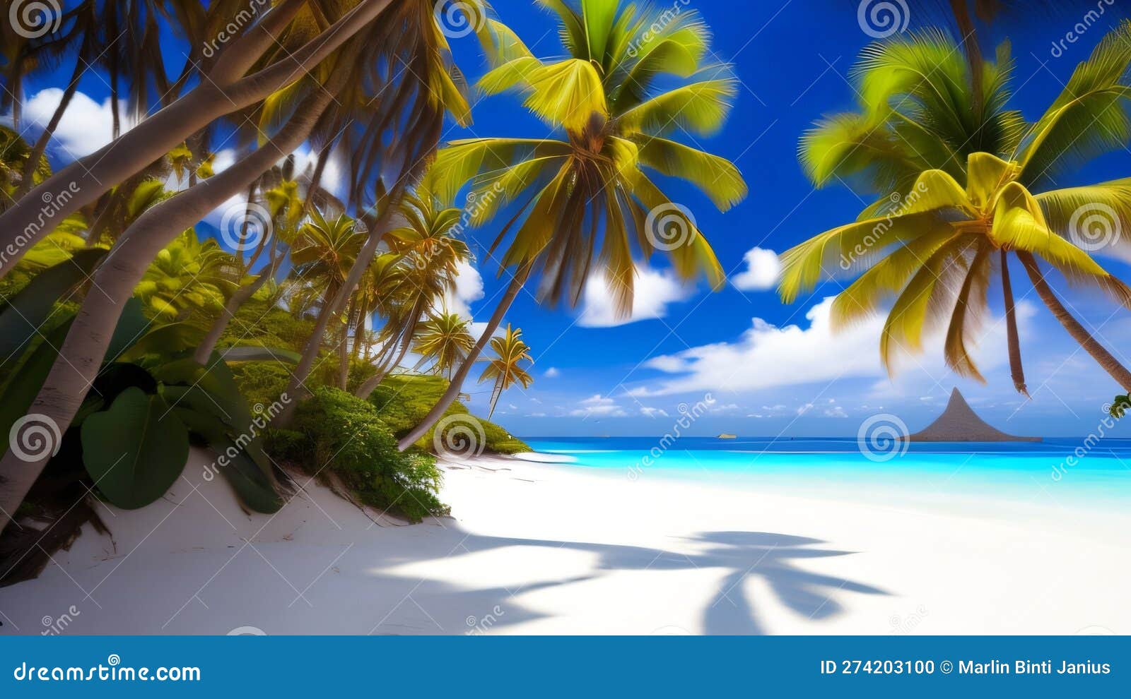 Generative AI Tropical Beach with Coconut Tree Illustration Stock ...