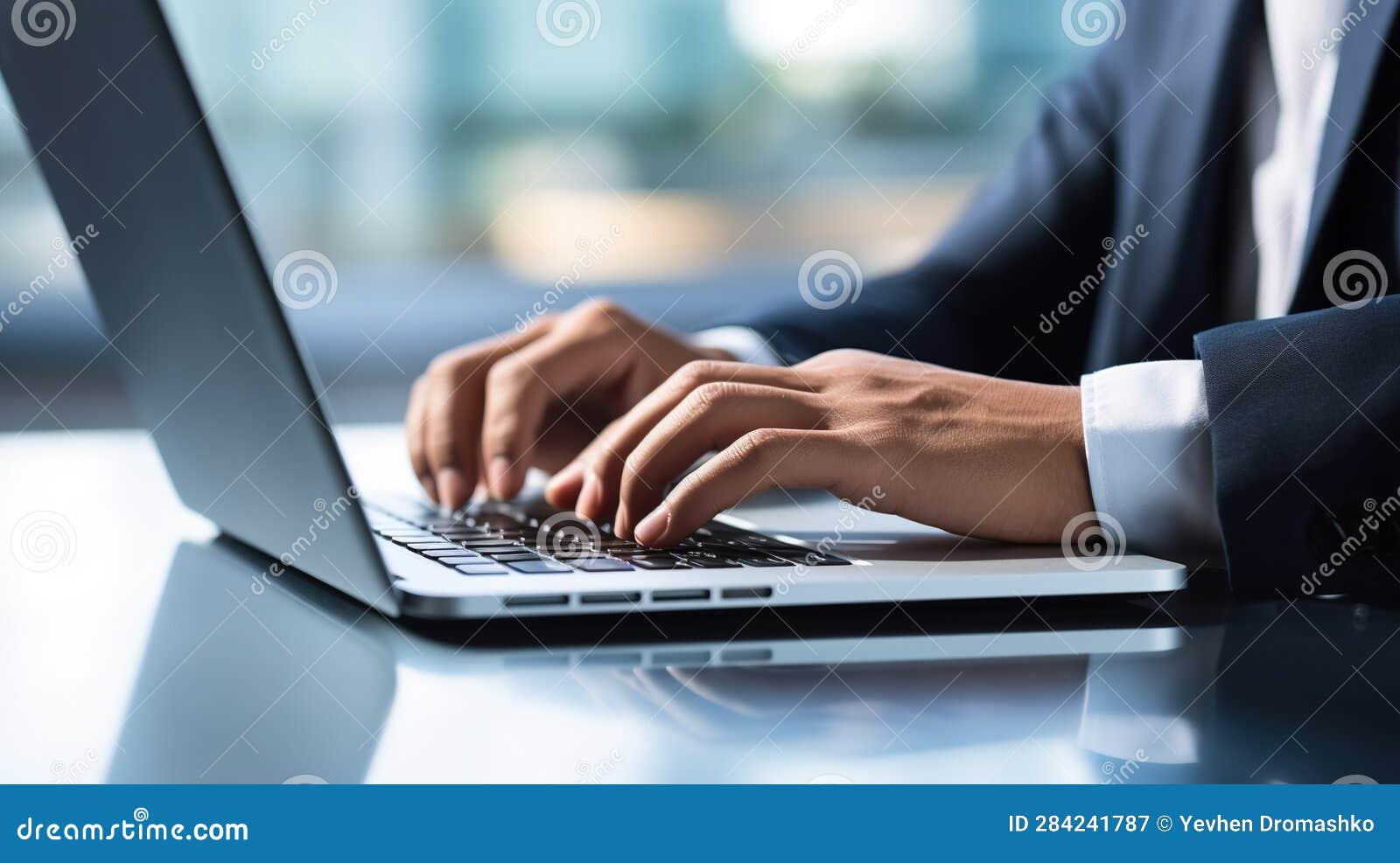 Generative AI, Typing on Keyboard Closeup, Shot Hands Using Laptop ...