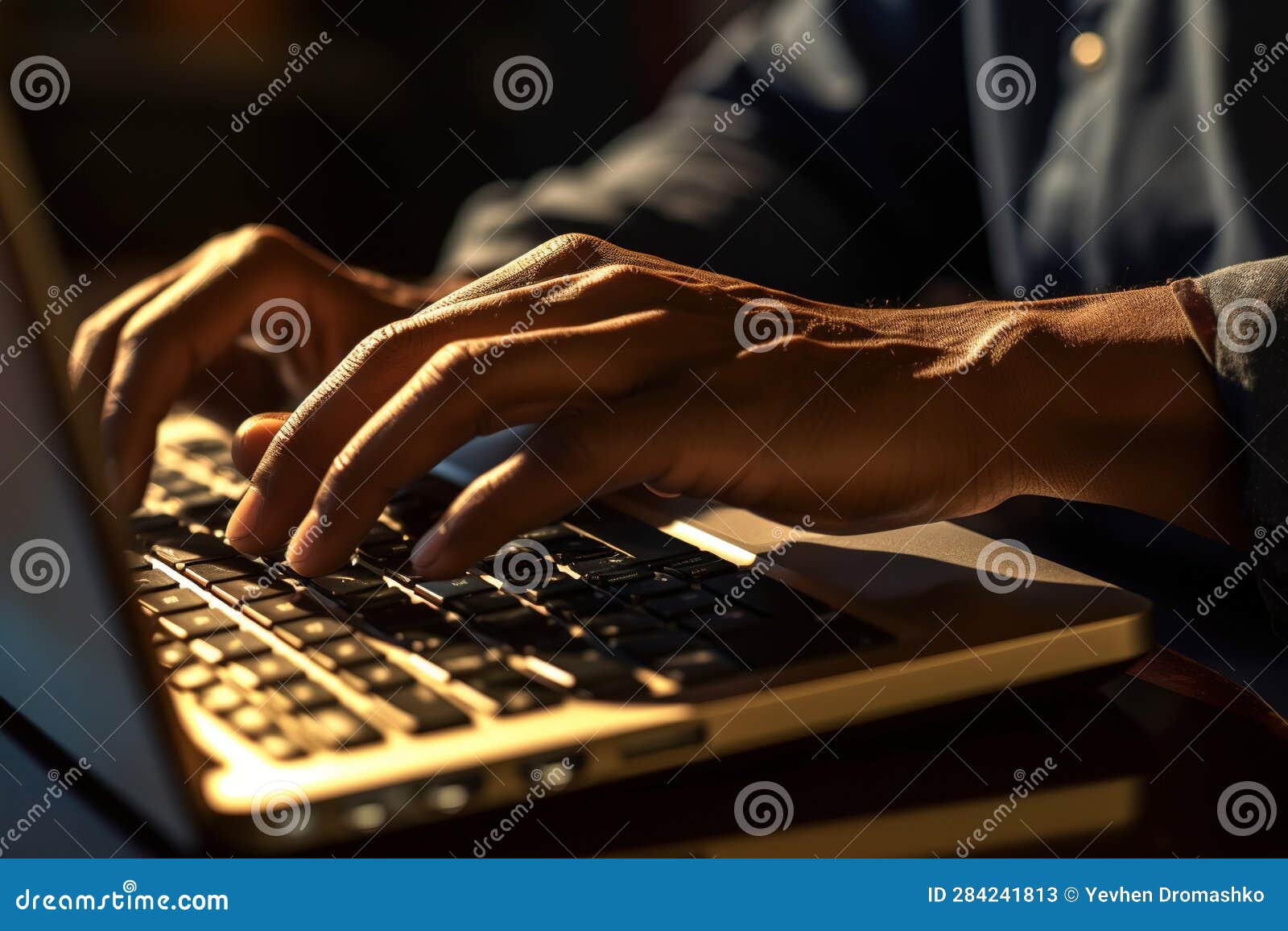 Generative AI, Typing on Keyboard Closeup, Shot Hands Using Laptop ...