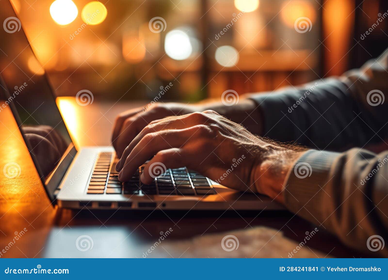 Generative AI, Typing on Keyboard Closeup, Shot Hands Using Laptop ...