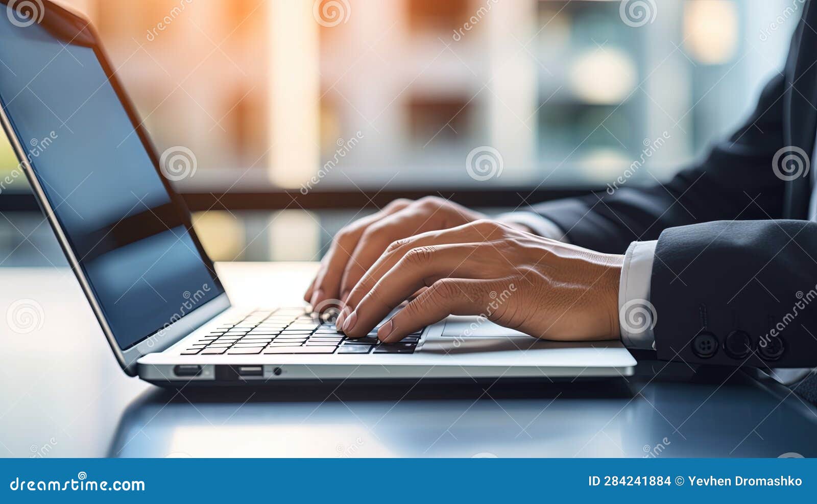 Generative AI, Typing on Keyboard Closeup, Shot Hands Using Laptop ...