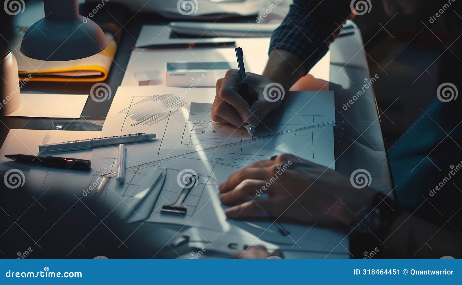 Generative Ai Ui Ux Website Development Team Sketching Wireframe Layout For Responsive Web