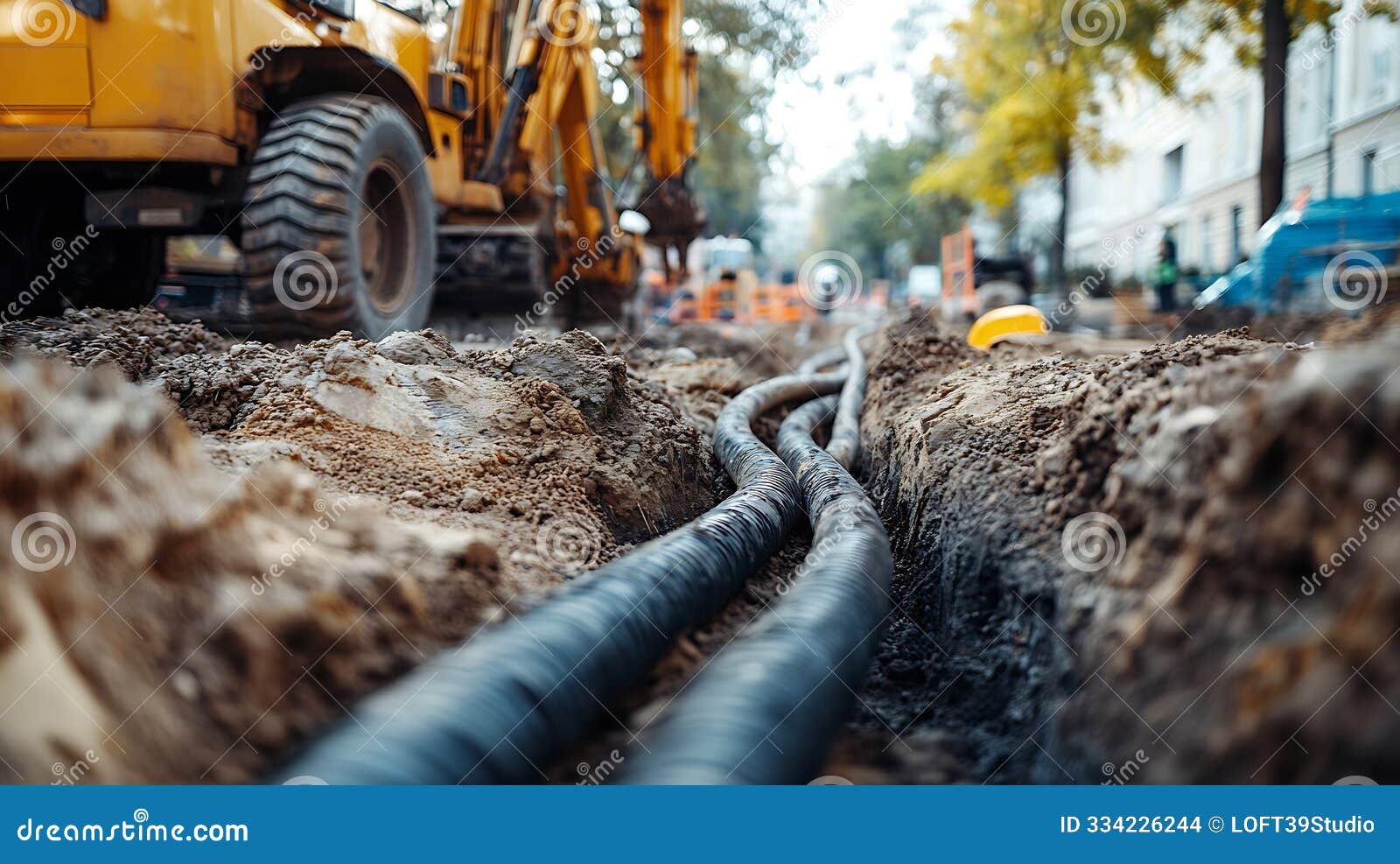 Generative AI Various Electrical Cables Dug Out from the Ground on the ...