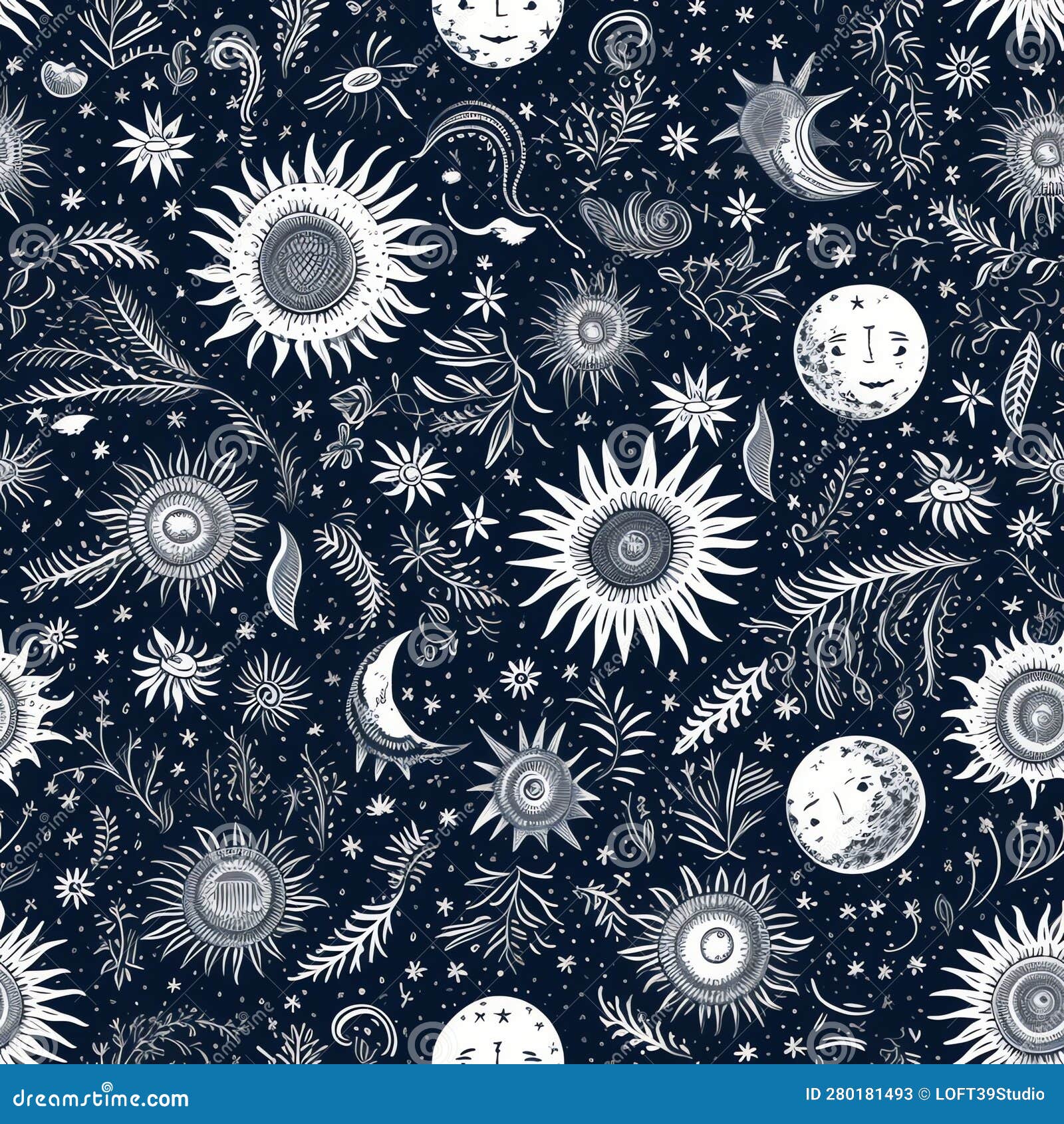 Generative AI Vector Blue Seamless Pattern- Stock Illustration ...