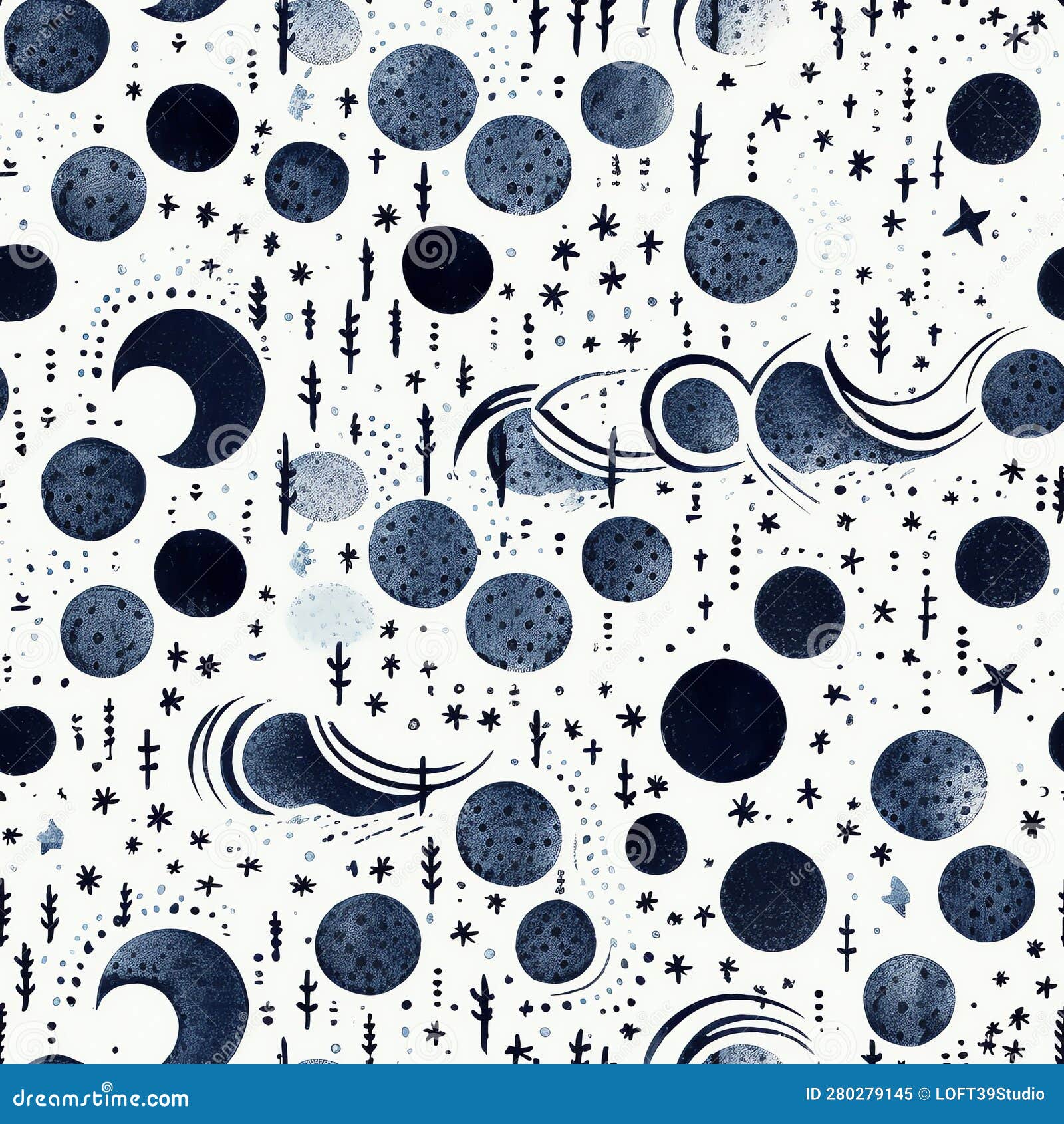 Generative AI Vector Blue Seamless Pattern- Stock Illustration ...