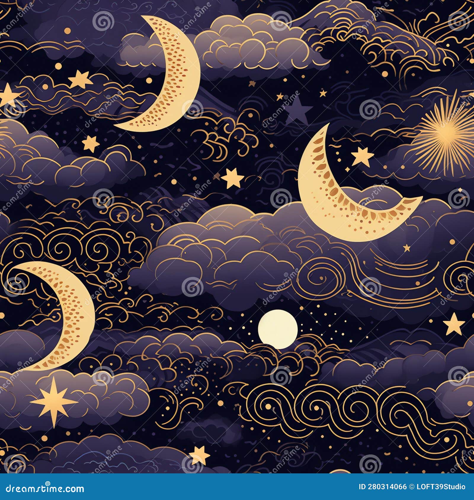 Generative AI Vector Blue Seamless Pattern- Stock Illustration ...