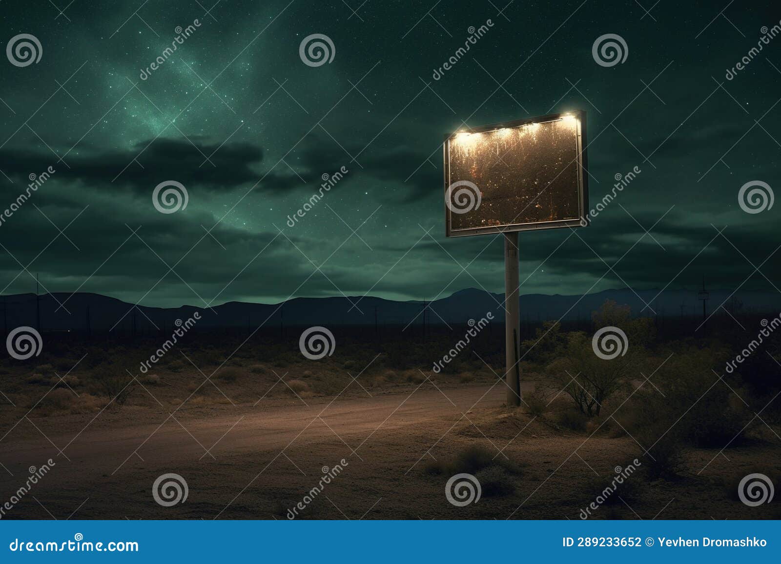 Generative AI, Vintage Empty Sing or Billboard in the Desert of Alien ...