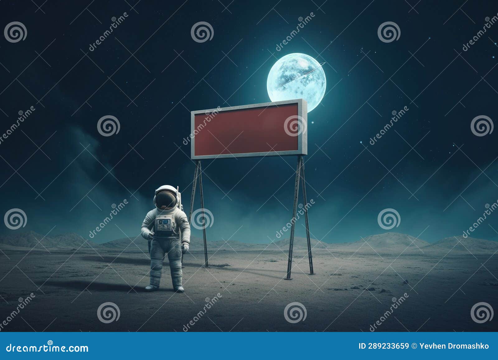 Generative AI, Vintage Empty Sing or Billboard in the Desert of Alien ...