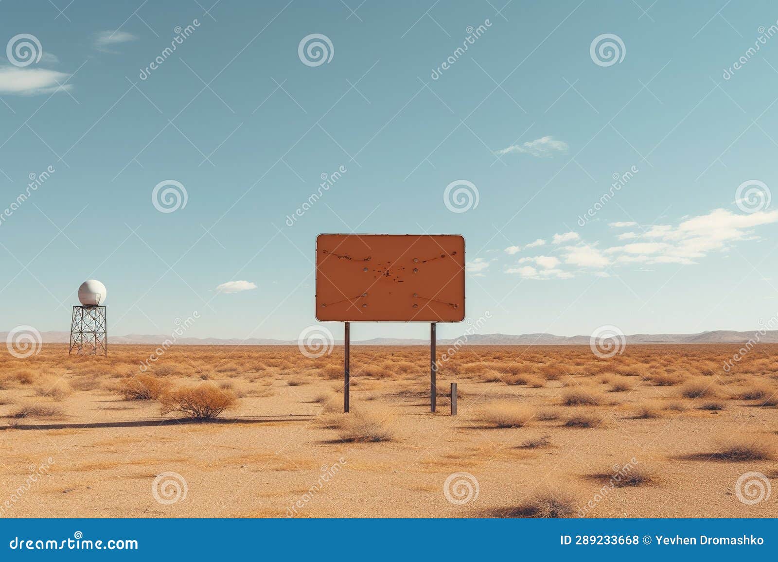 Generative AI, Vintage Empty Sing or Billboard in the Desert of Alien ...