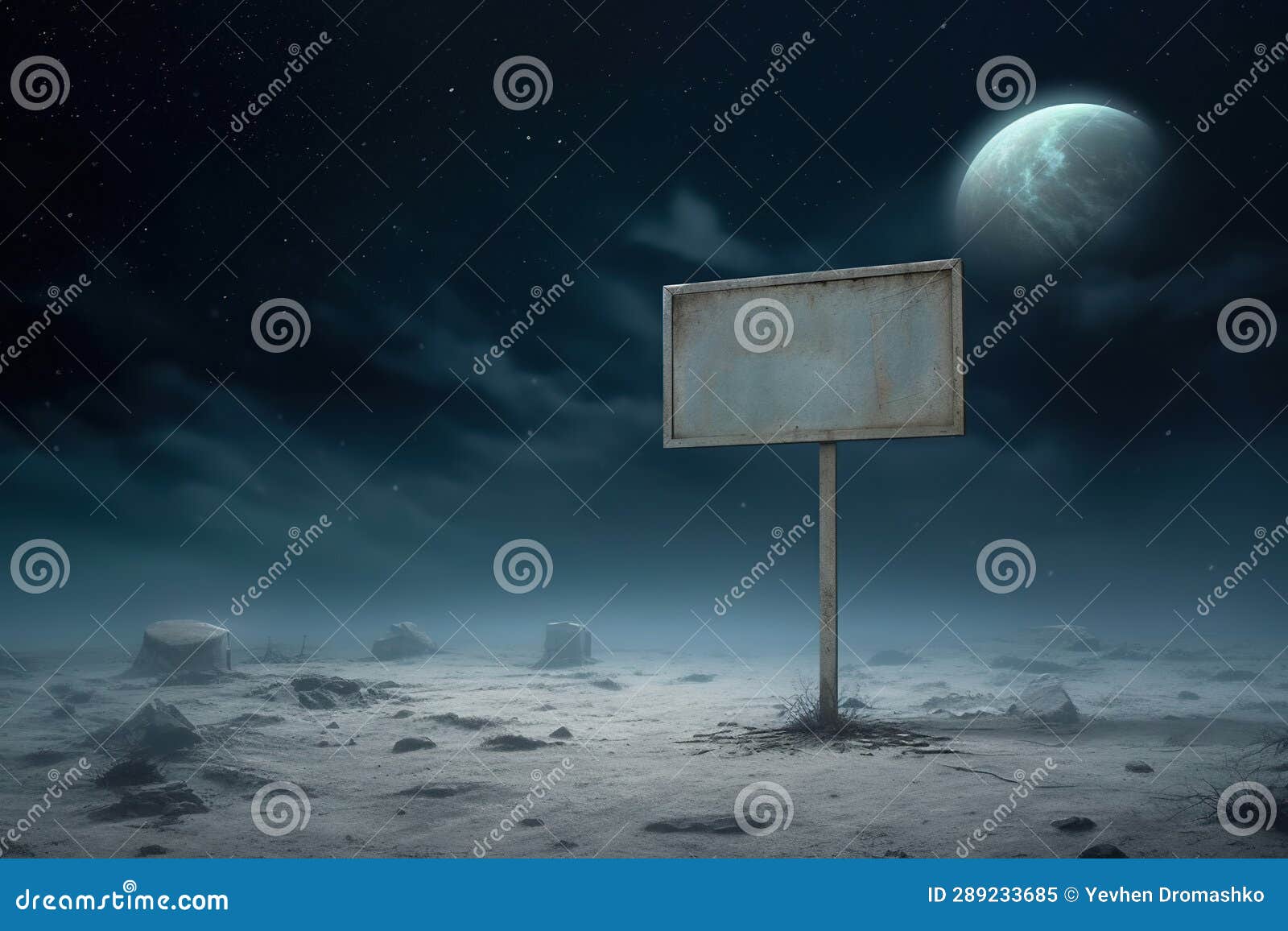 Generative AI, Vintage Empty Sing or Billboard in the Desert of Alien ...