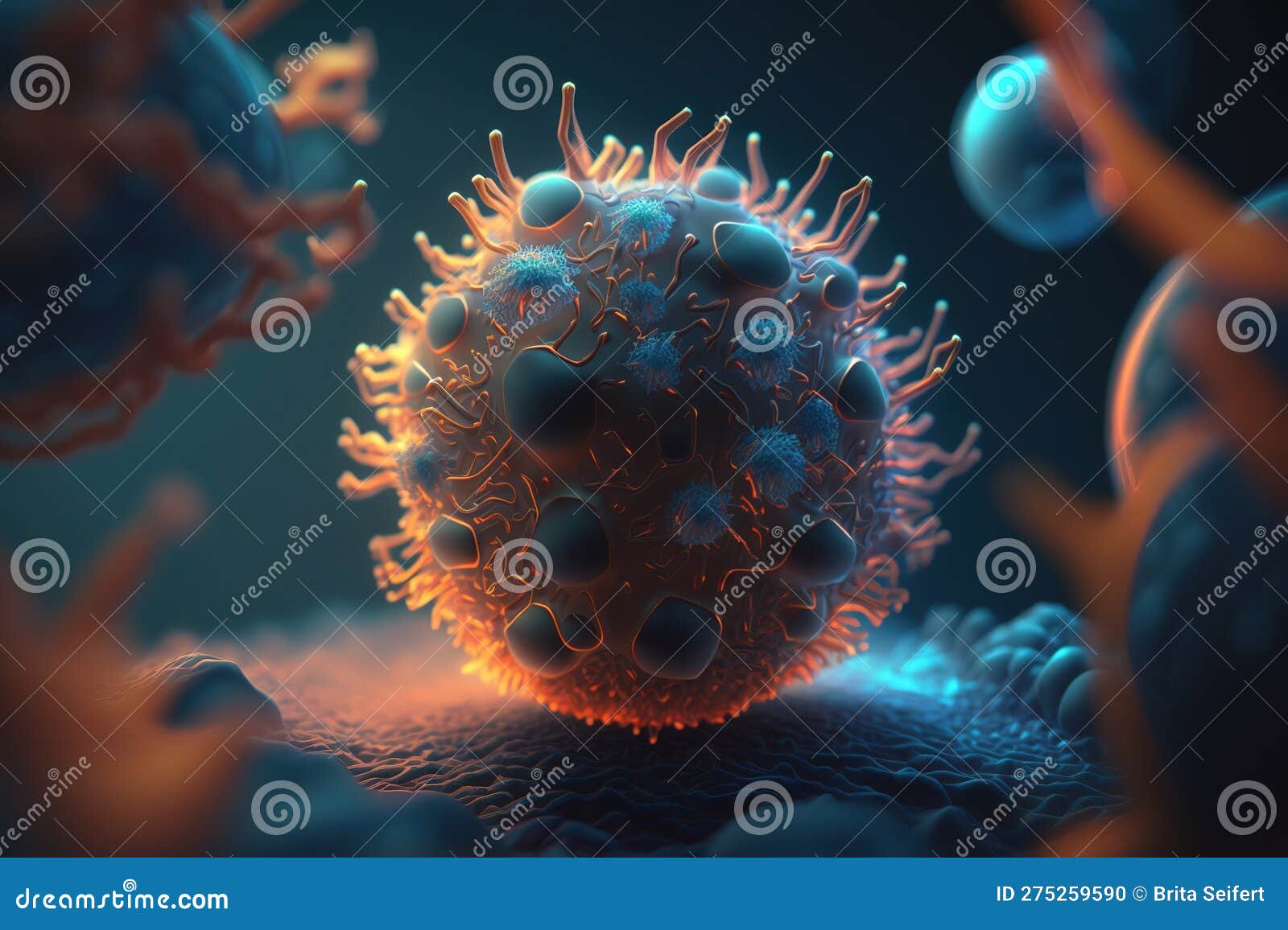 Generative AI. Virus Pathogen or Virus Particle Interacting with Cell ...